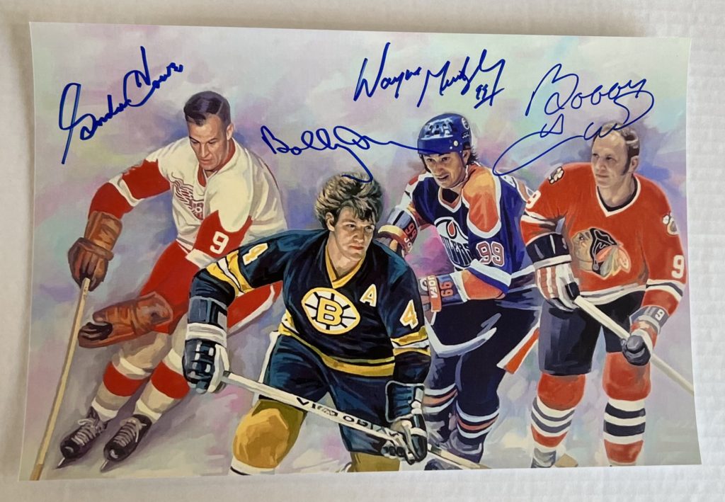 Wayne Gretzky Bobby Orr Gordie Howe Hull signed autograph